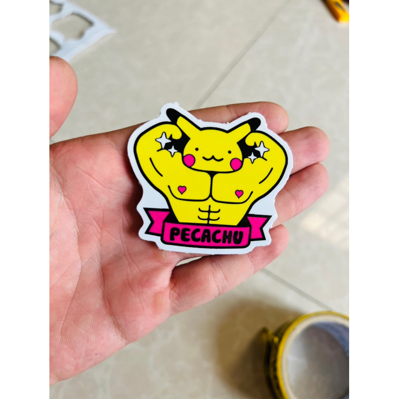 Tem Logo Sticker Pikachu Cơ Bắp Tập Gym | Shopee Việt Nam