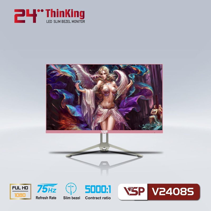 Màn hình LCD 24 inch VSP V2408S FHD 75Hz Gaming Chính Hãng - Màu Hồng | Shopee Việt Nam