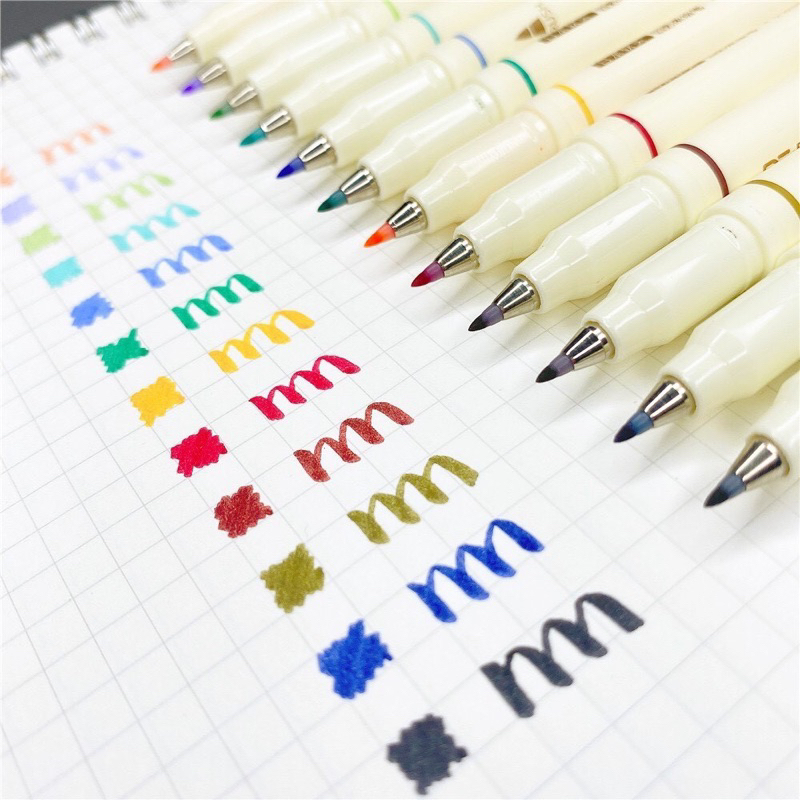 Bộ 12 Bút Luyện Calligraphy Soft Brush Sign Pen Màu Basic Trang Trí Sổ ...