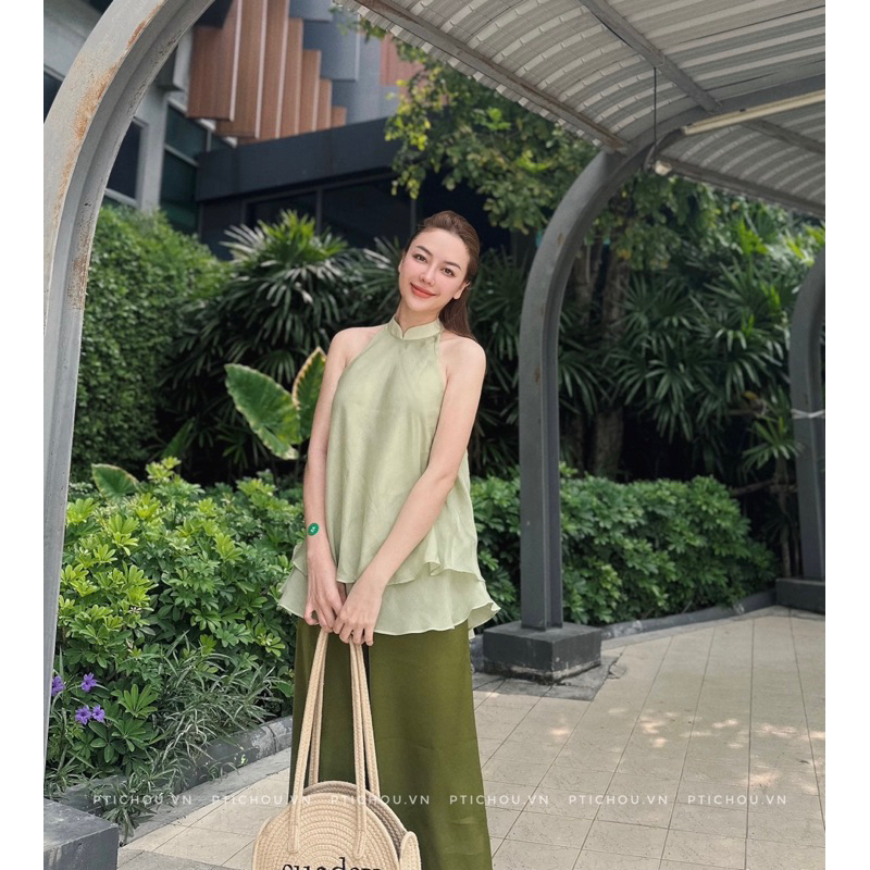 Set yếm Lụa Mạn Nhu Xanh Pti Chou cho mẹ và bé - Phong cách truyền ...