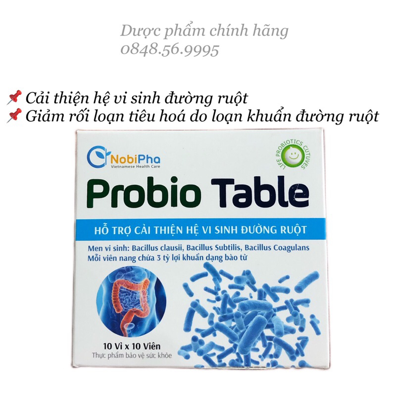 MEN VI SINH Probio Table hộp 100 viên - Bổ sung lợi khuẩn,hỗ trợ cải ...