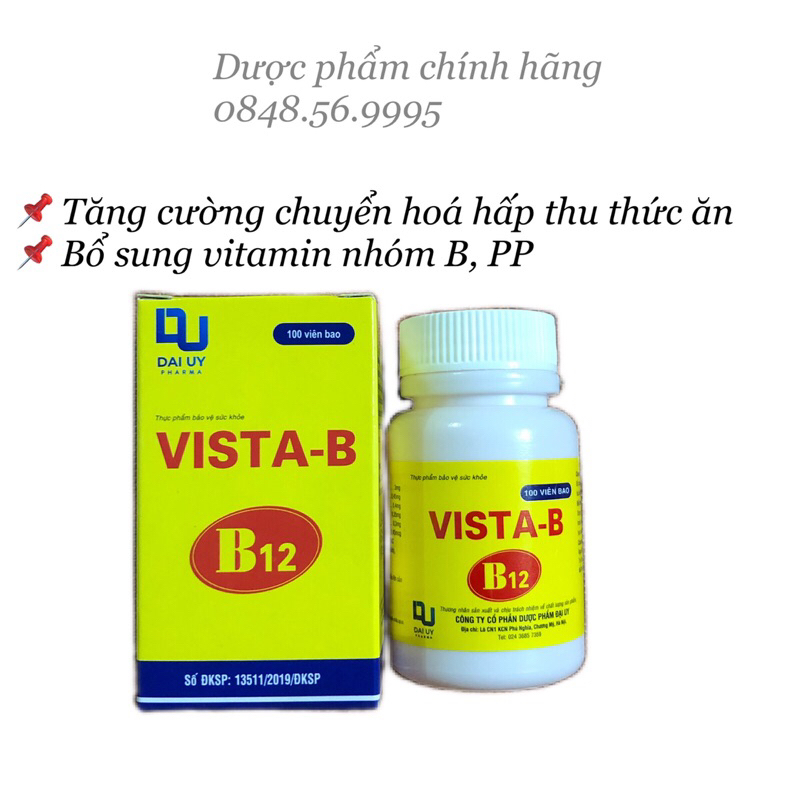 VISTA-B12 hộp 100 viên - Bổ sung vitamin nhóm B, tăng cường chuyển hoá ...