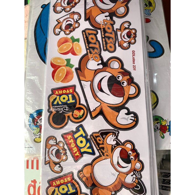 Bộ tem gấu LOTSO cam màu cam, mỗi tờ ngang 30cm dài 70cm hàng nhập Thái ...
