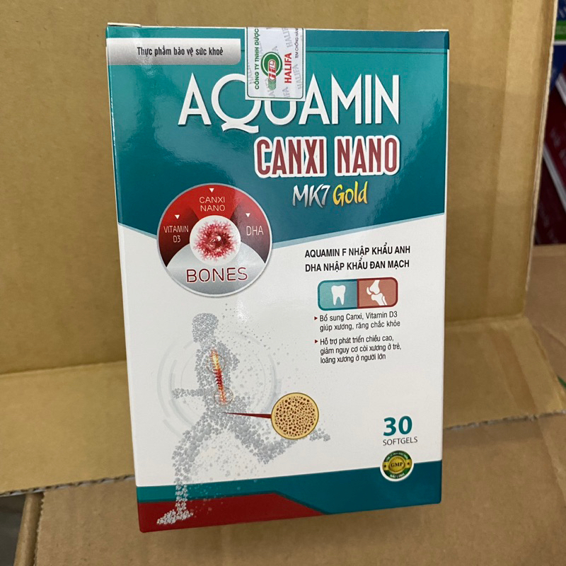 Viên uống Canxi nano mk7 tảo biển đỏ AQUAMIN CANXI NANO MK7 GOLD bổ sung Canxi D3 cho trẻ phát ...