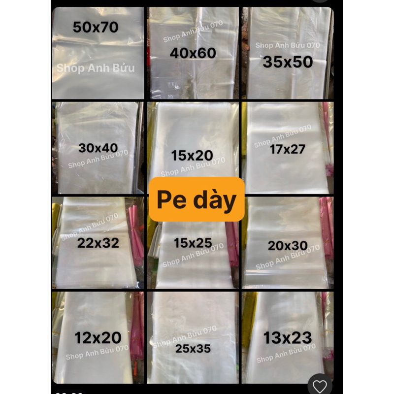 1KG TÚI NILON-PE (loại dẻo dày, trong mờ) ĐỦ KÍCH CỠ | Shopee Việt Nam