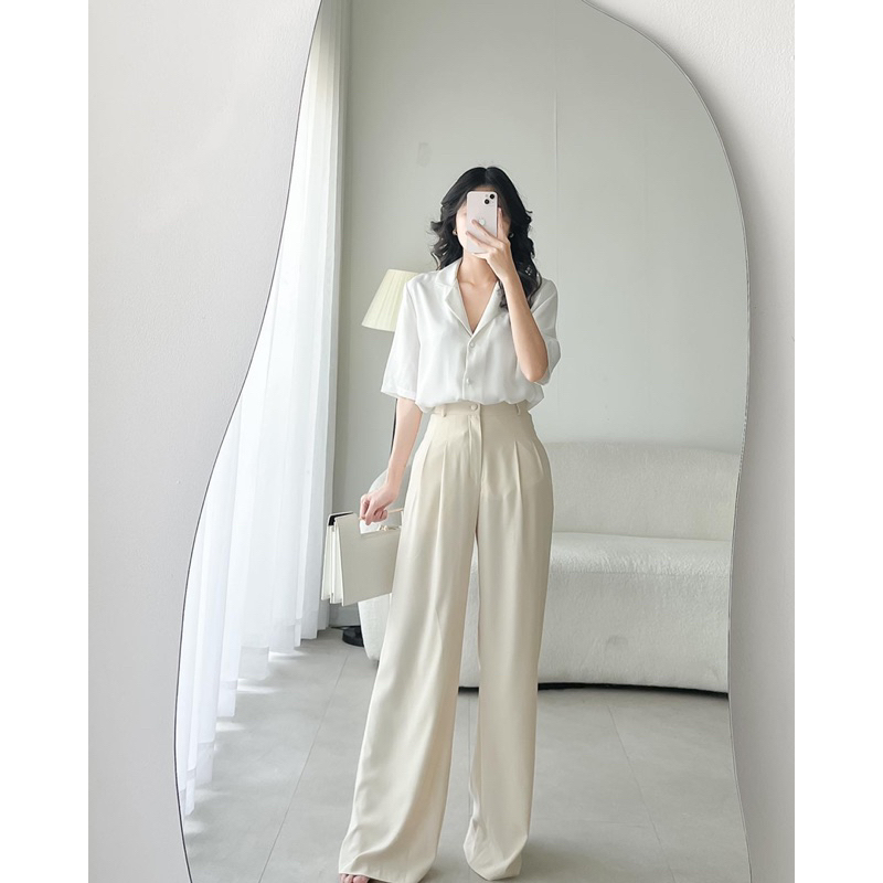 VELLE DESIGN Quần lụa ống rộng Flora thanh lịch sang trọng, chất lụa ...