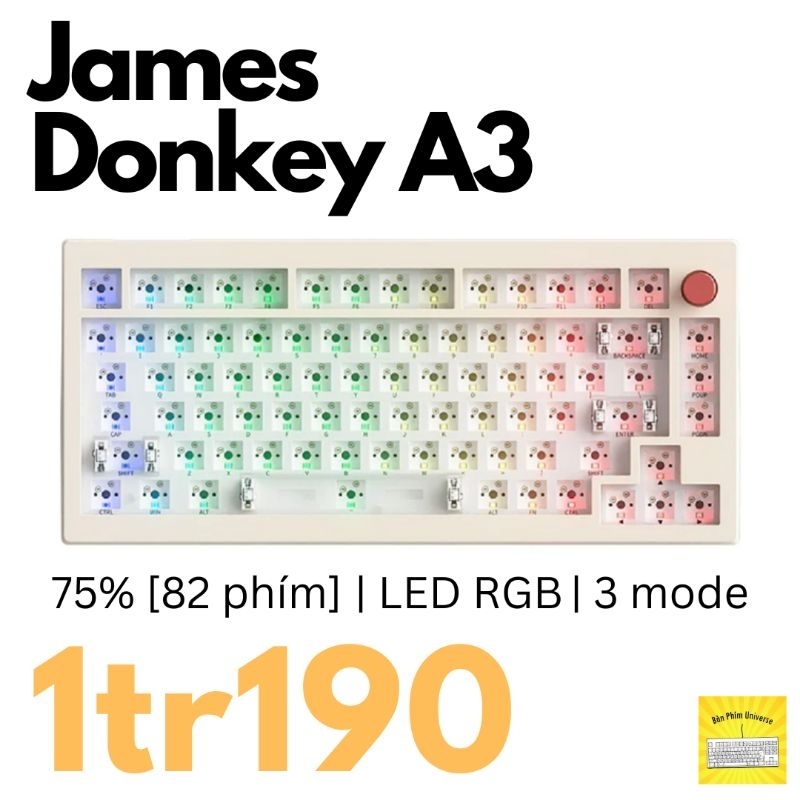 KIT James Donkey A3 Gasket Pro Led RGB | Trắng | Full Foam 3 Modes Mạch Xuôi RGB Hotswap Núm ...