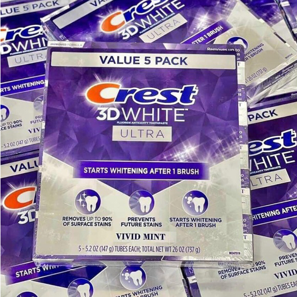 Kem Đánh Răng Crest 3D White Vivid Mint Ultra Tuýp 147g của Mỹ | Shopee Việt Nam