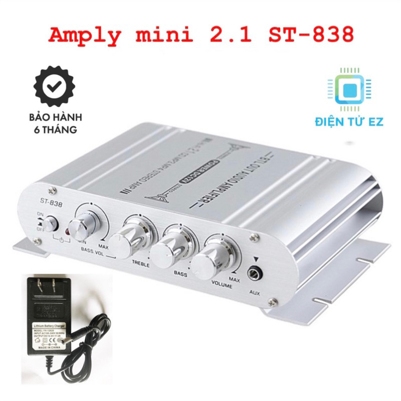Amply mini 2.1 ST-838 nguồn 12V, 3 kênh âm thanh chân thực | Shopee ...