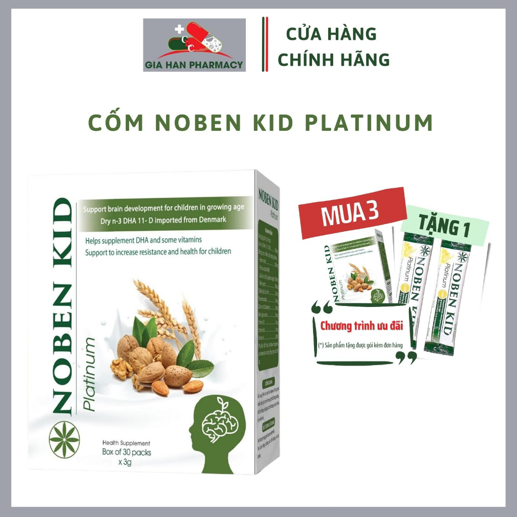 [MUA 3 + 1] Cốm trí não Noben Kid Platinum bổ sung DHA Vitamin giúp ...