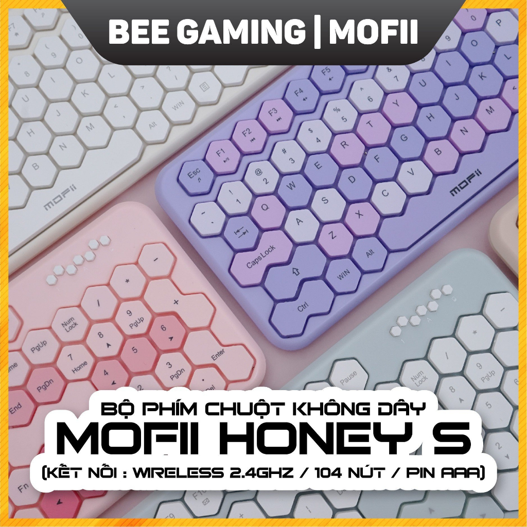Bộ bàn phím chuột không dây MOFII - Honey S (Wireless 2.4Ghz / 104 nút) | Shopee Việt Nam