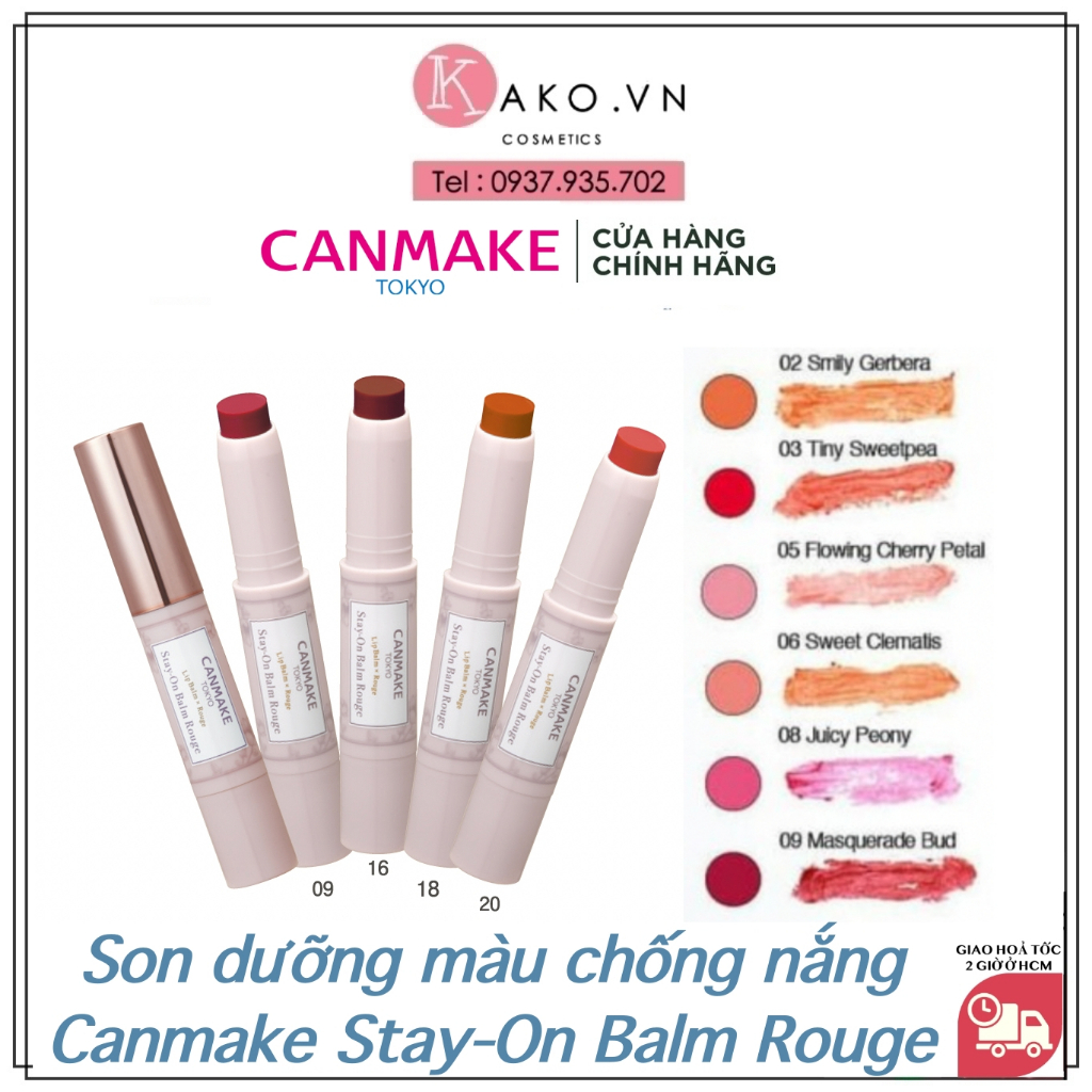 Son dưỡng màu chống nắng Canmake Stay-On Balm Rouge | Shopee Việt Nam