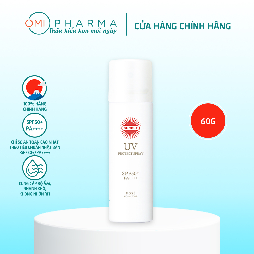 Xịt Chống Nắng Kosé Cosmeport Suncut UV Protect Spray SPF 50+PA++++ 60g | Shopee Việt Nam
