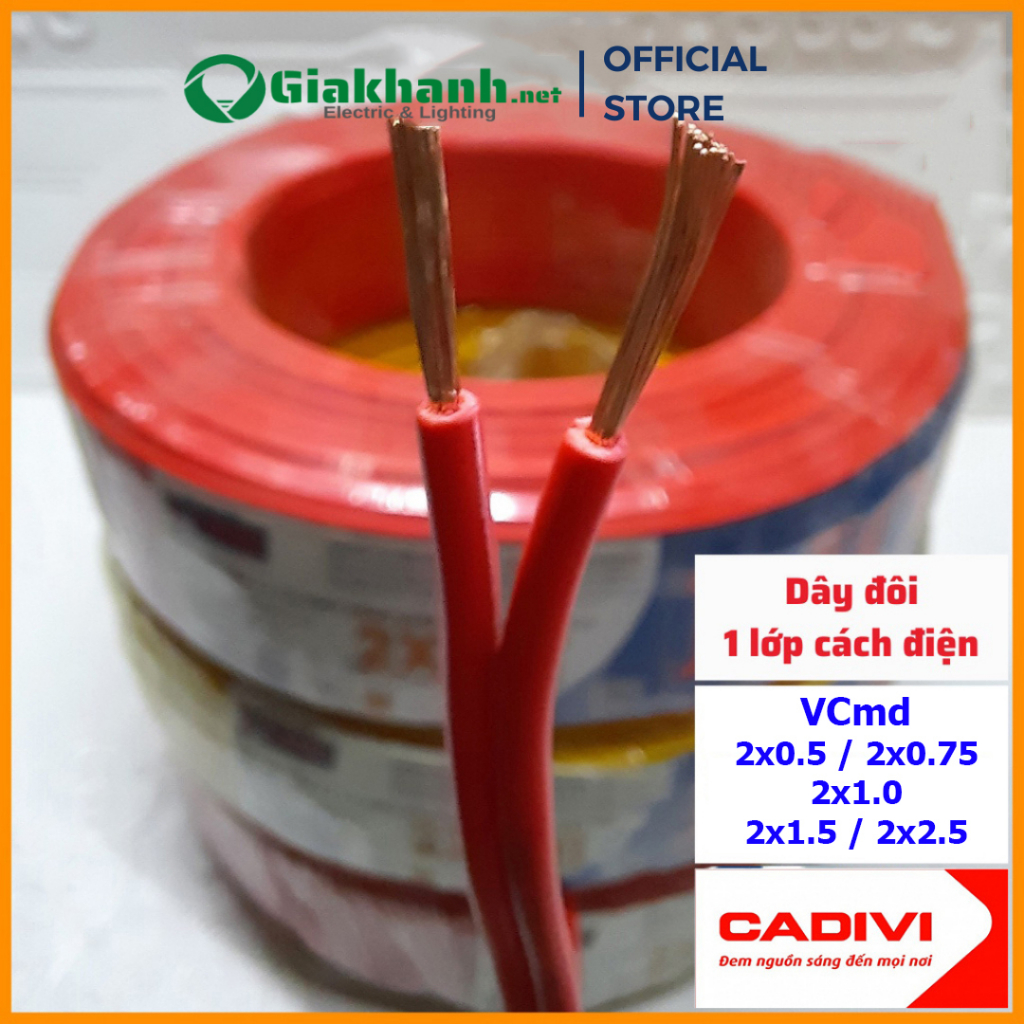 [bán theo mét] Dây Điện Đôi Mềm, 1 Lớp Cách Điện Cadivi VCmd 2x0.5, 2x0 ...