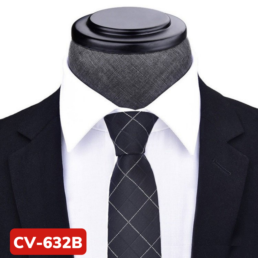 Cavat Nam 6cm màu đen bản nhỏ thời trang phong cách Hàn Quốc, Cravat chú rể, dự tiệc, cồng sở ...