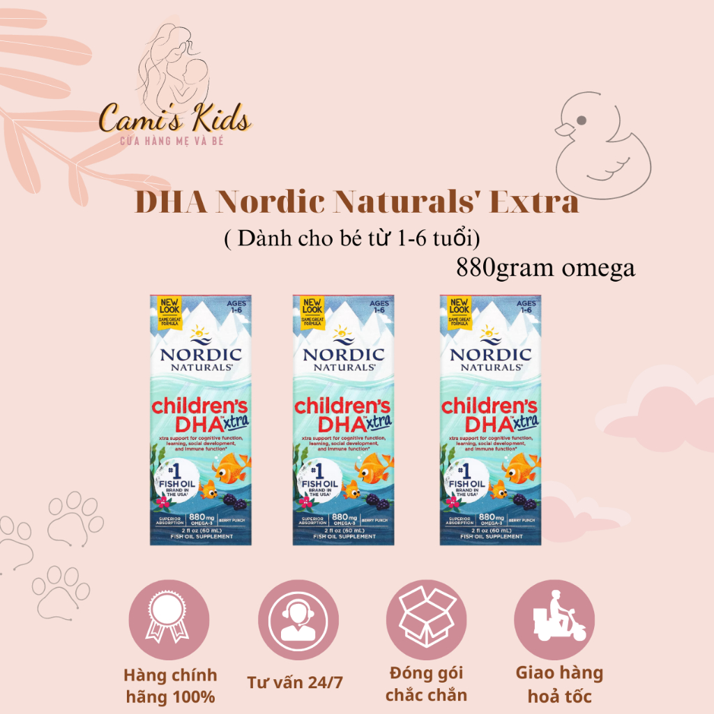 DHA Xtra Nordic Naturals Mỹ 60ml hương Berry cho bé từ 1-6 tuổi - Date ...