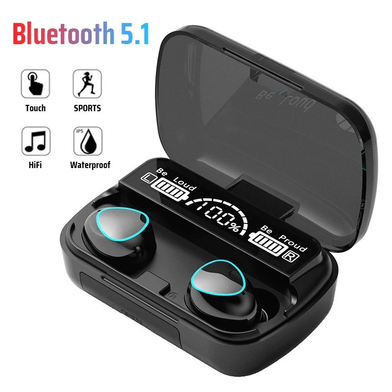 Tai Nghe Bluetooth M10 không dây , kiêm sạc dự phòng , cảm ứng , chống nước IPX5, chống ồn pin ...