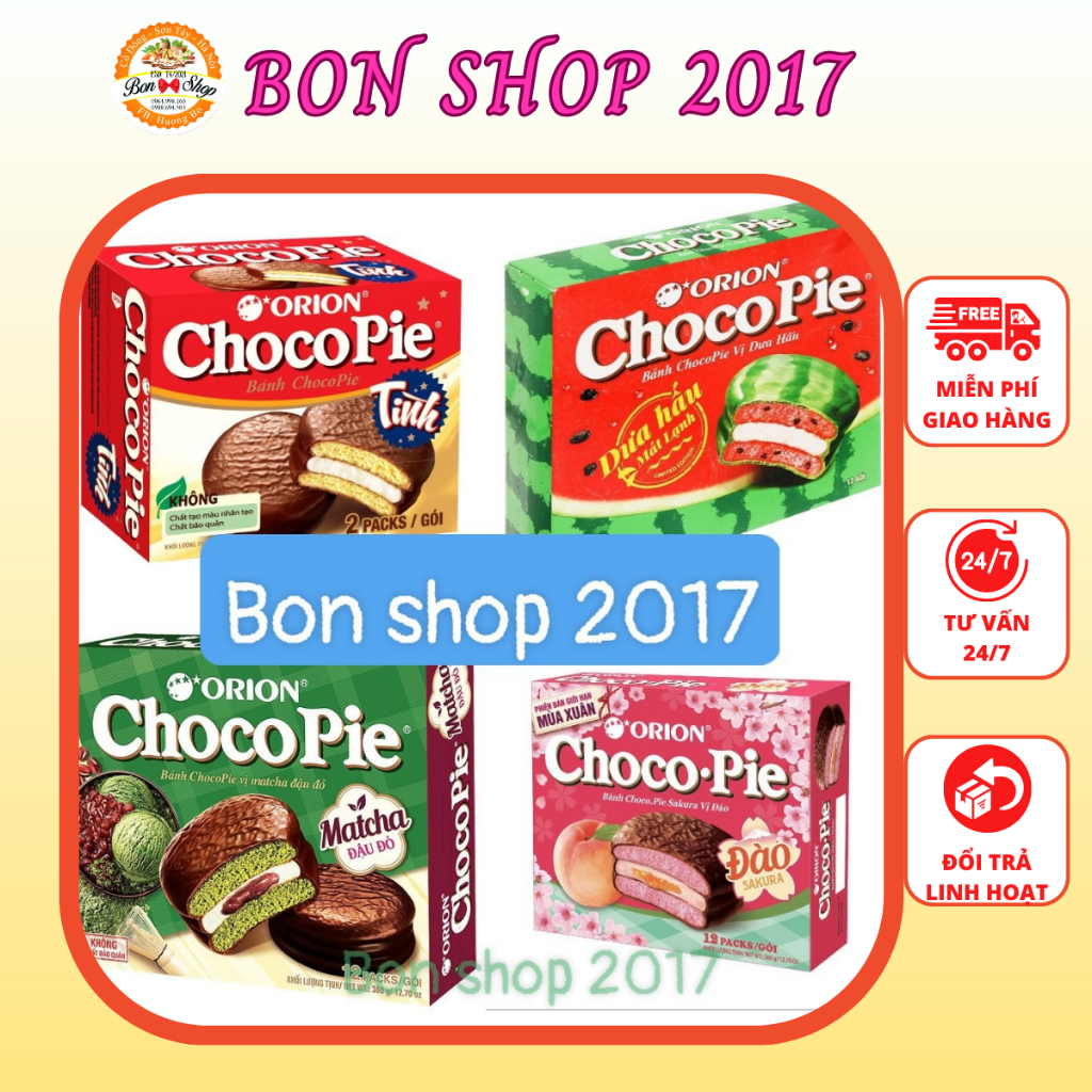 Bánh chocopie socola, bánh chocopie dưa hấu hộp 12 cái = 396g. Date mới | Shopee Việt Nam