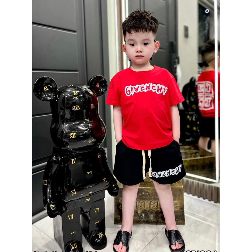 Bộ quần áo thun givenchi chữ cho bé, set áo phông quần short trẻ em ...