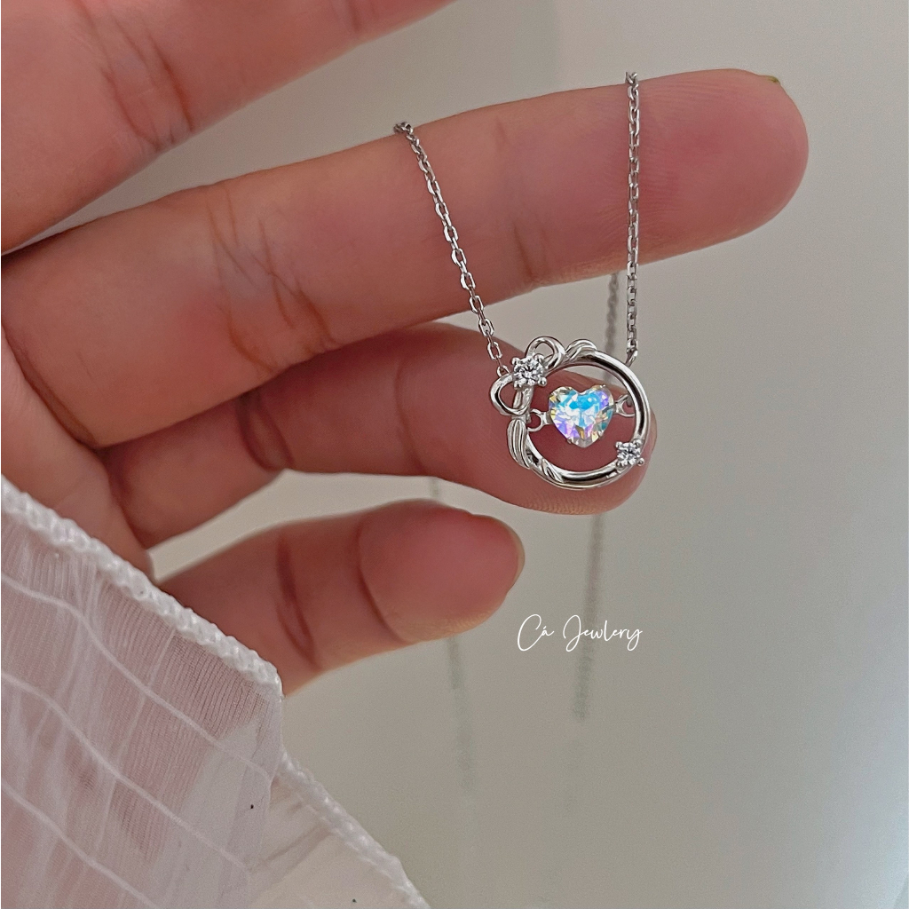 Dây chuyền nữ vòng cổ nữ bạc s925 trái tim đá đổi màu xoay Love Magic DC231 | Shopee Việt Nam
