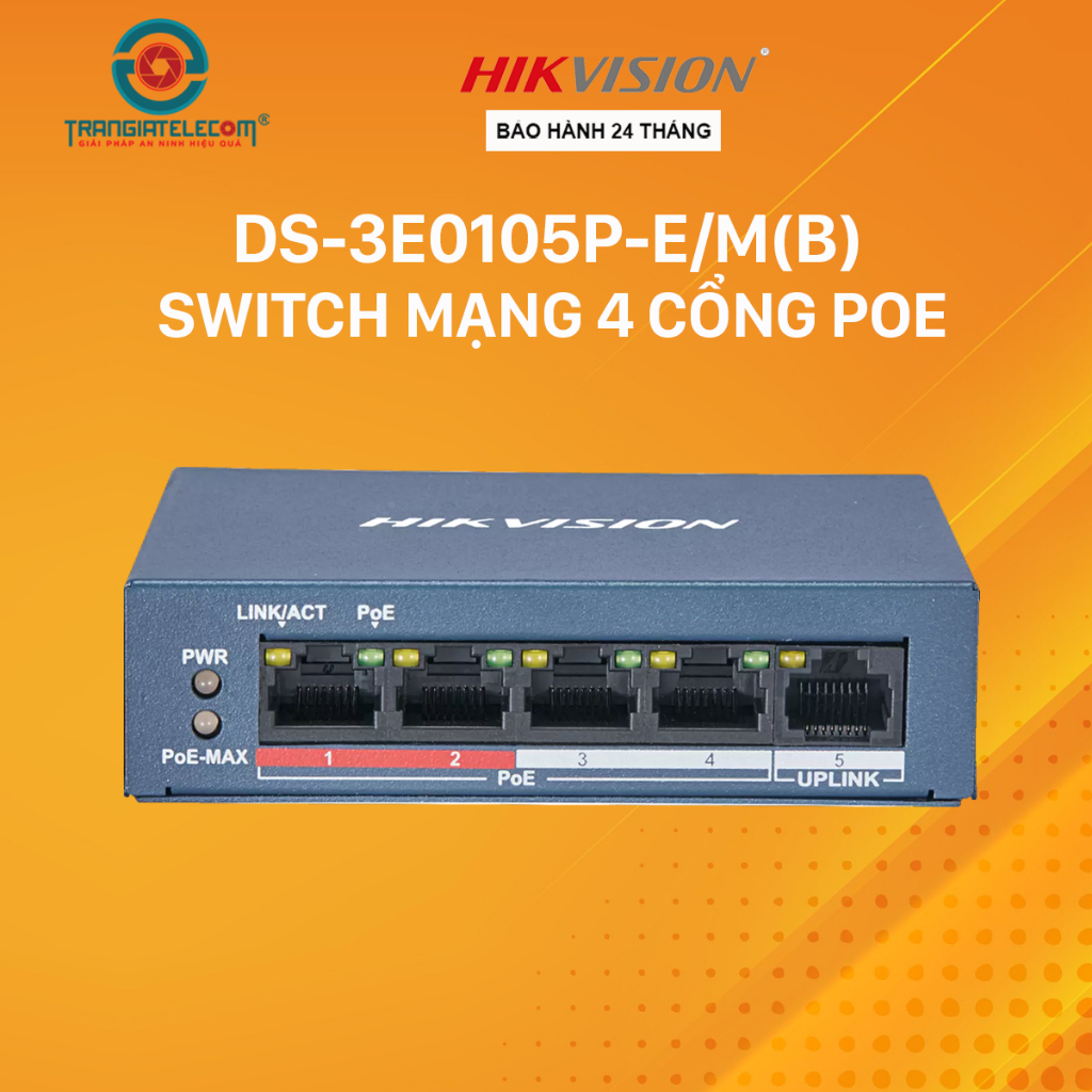 Thiết Bị Chuyển Mạch - Switch POE 4 Cổng DS-3E0105P-E/M(B) HIKVISION - TRANGIATELECOM | Shopee ...