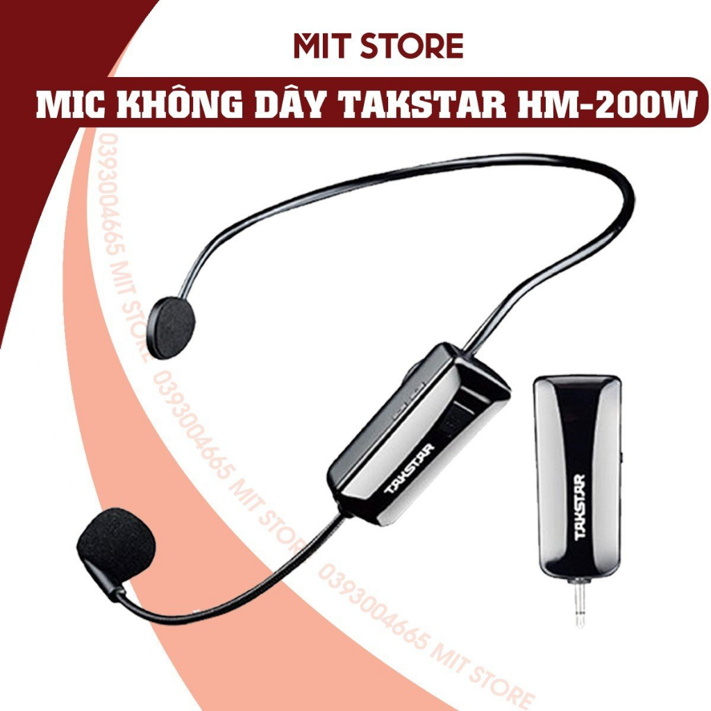 Mic không dây cao cấp Takstar HM-200W sử dụng sóng UHF kết nối loa trợ giảng, loa kéo, amly ...