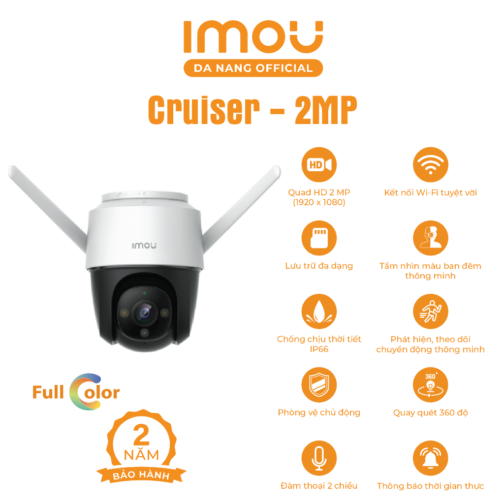 Camera Wifi ngoài trời Imou Cruiser (2MP) I IPC-S22FP I Đàm thoại 2 ...