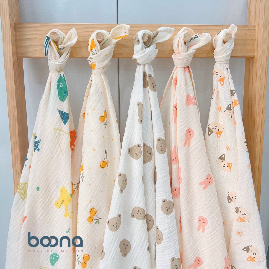 Khăn xô Muslin đa năng Boona (90*90cm) mềm mại, thấm hút cho bé | Shopee Việt Nam