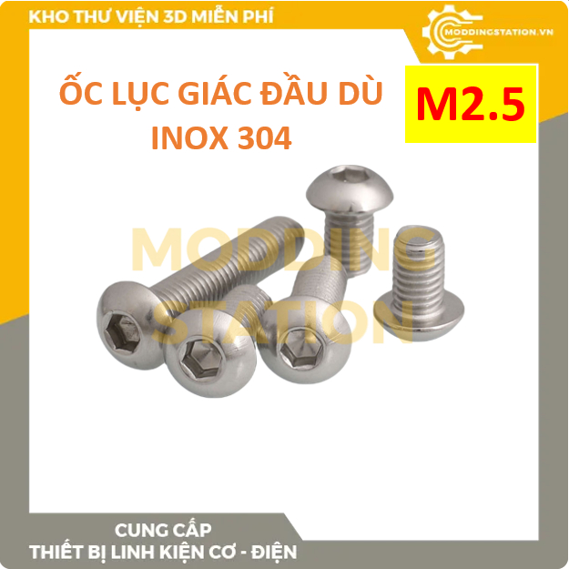 Ốc Lục giác đầu DÙ inox 304 size M2.5x4, M2.5x5, M2.5x6, M2.5x8, M2 ...
