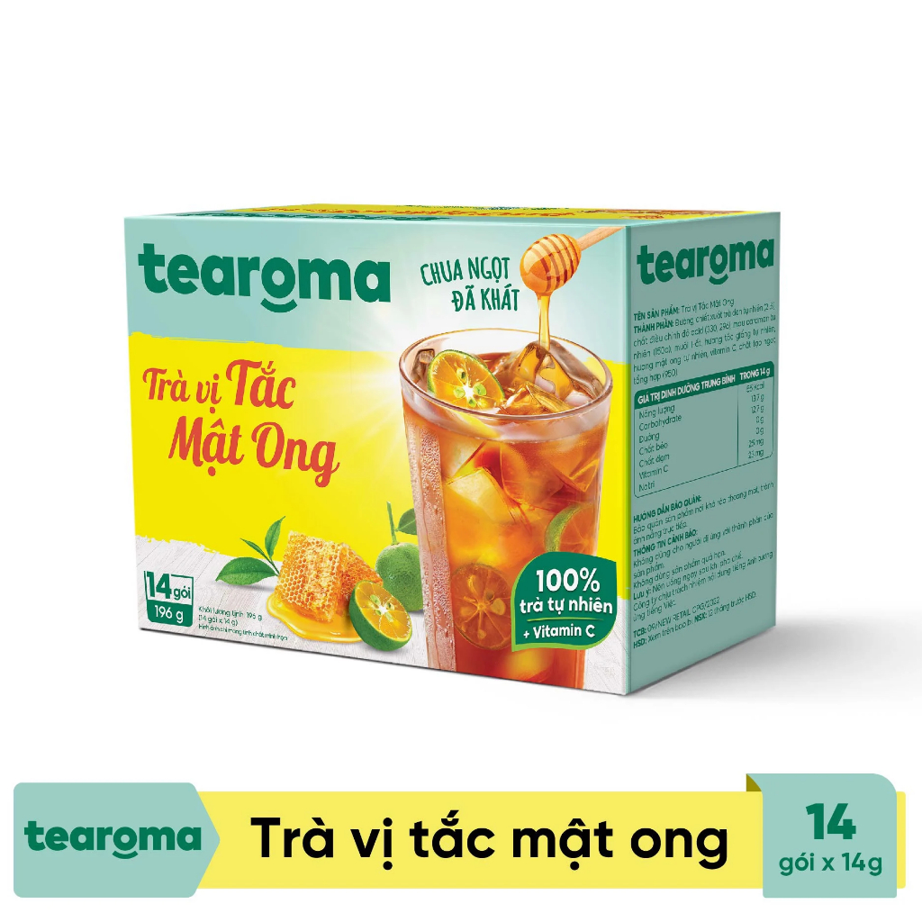 Trà Tearoma hòa tan vị Tắc mật ong hộp 196g (14 gói x 14g) | Shopee ...