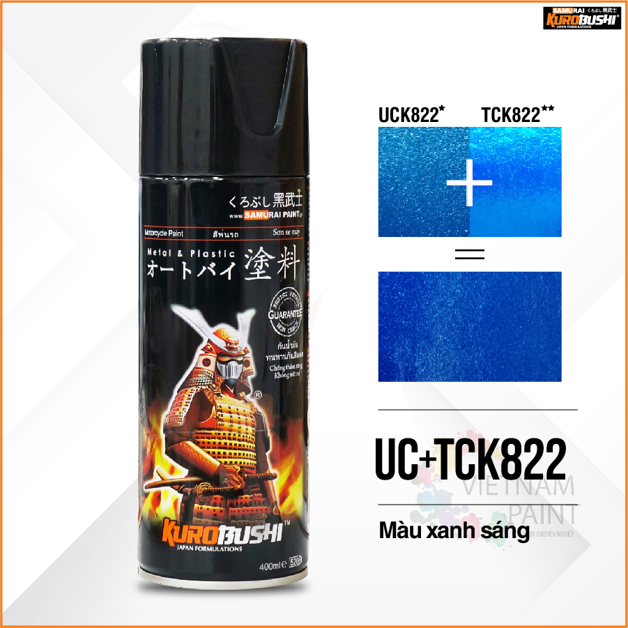 COMBO Sơn xịt SAMURAI Kurobushi - Màu xanh sáng Kawasaki UC+TC K822 ...