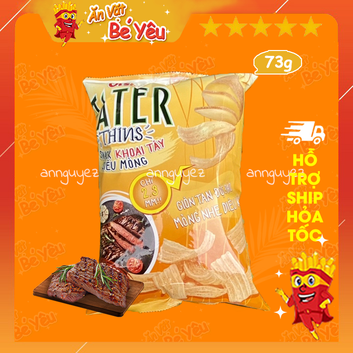 Bim bim Oishi snack khoai tây siêu mỏng TaTer Thins vị Bò Beefsteak 68g ...