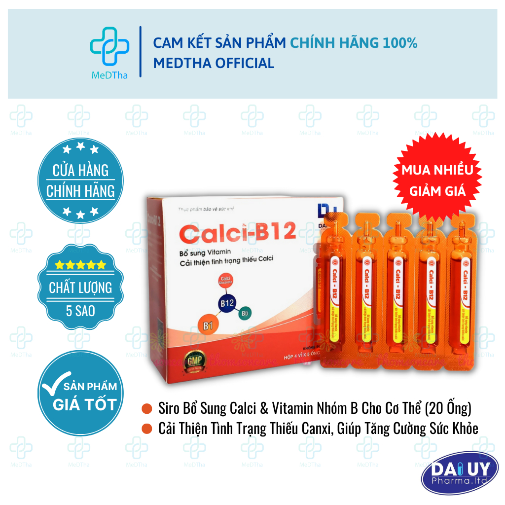 Calci B12 Đại Uy - Bổ Sung Canxi, Vitamin B, Giúp Xương Chắc Khoẻ, Tăng Chiều Cao, Ngăn Thiếu ...