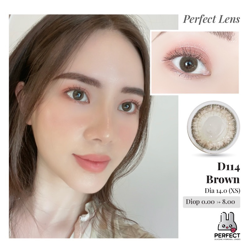 Lens Ảnh Mắt Thật, D114 Brown Perfect Lens, dia 14.0, kính áp tròng nâu ...