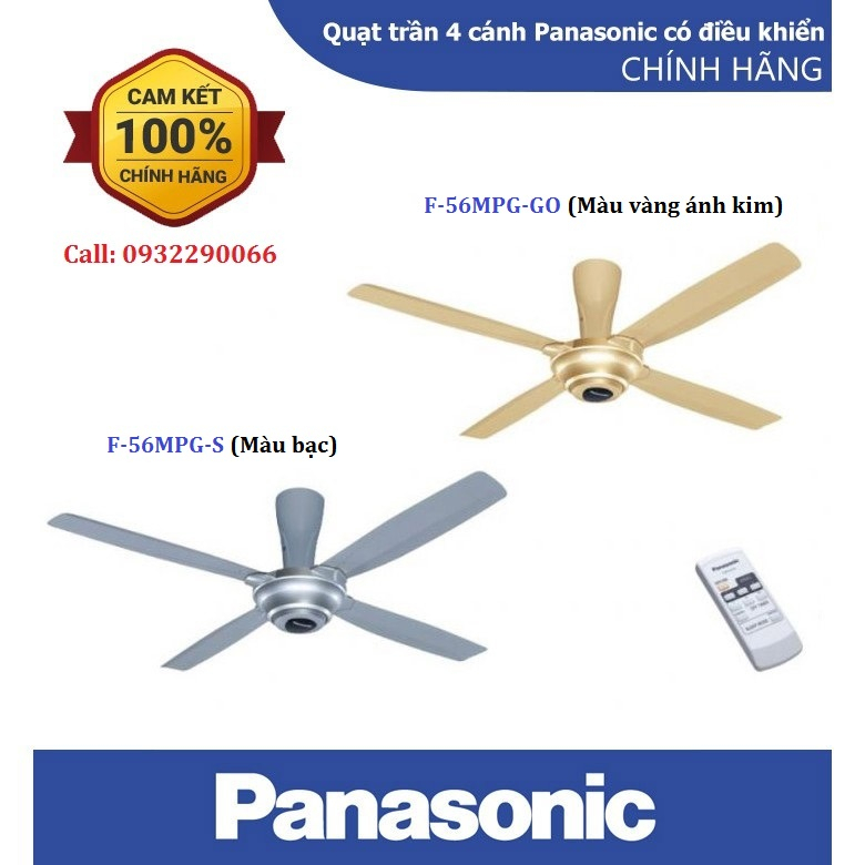 Quạt trần 4 cánh Panasonic F-56MPG và F-56MZG có điều khiển từ xa, Nhập khẩu chính hãng nguyên ...
