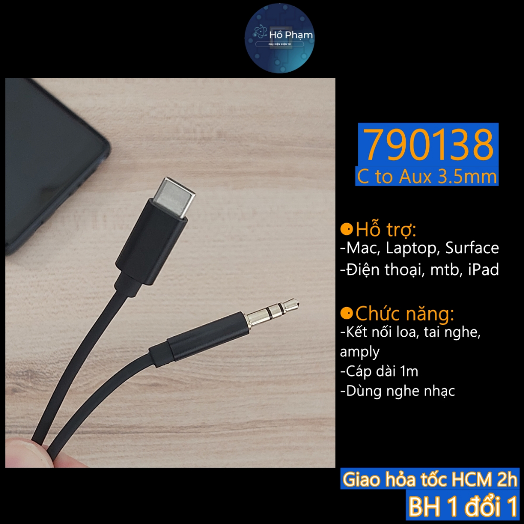 [Mã ELHACE giảm 4% đơn 300K] Cáp chuyển usb type-c ra loa dài 1m - Type-c to 3.5 - Type-c ra 3.5 ...