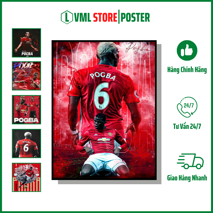 Poster Pogba, Khung Ảnh Bóng Đá - Poster Cầu Thủ Bóng Đá MU,Trang Trí ...