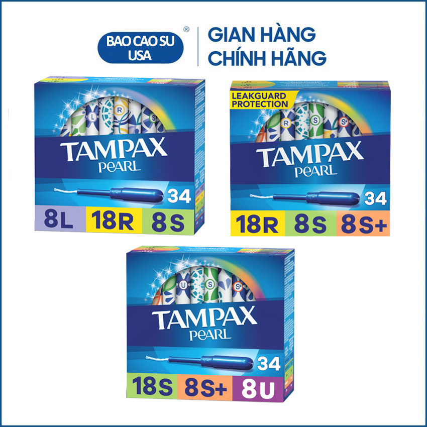 Băng vệ sinh dạng ống Tampon Tampax Pearl Mix các Size với nhau hộp ...