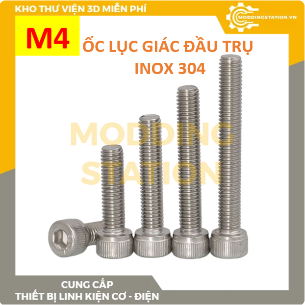 Ốc Lục giác đầu TRỤ inox 304 size M4x6mm, M4x8mm, M4x10mm, M4x12, M4x15 ...
