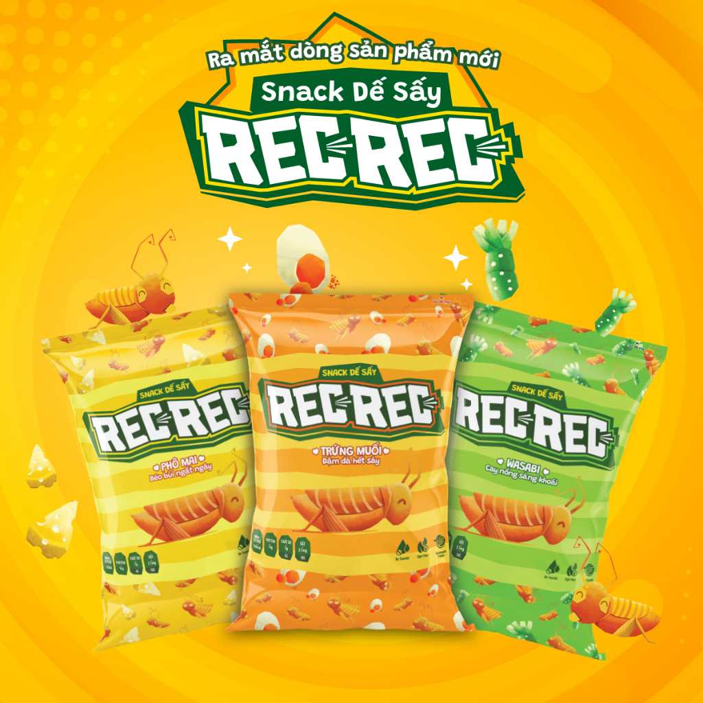 [DATE 21/06/2024] Combo Snack Dế Ăn Vặt REC REC trọn bộ 3 Vị Phô Mai ...