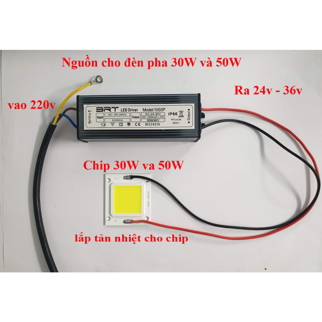 NGUỒN + CHIP ĐÈN LED PHA 50W (LED DRIVER) DC 20-36v | Shopee Việt Nam