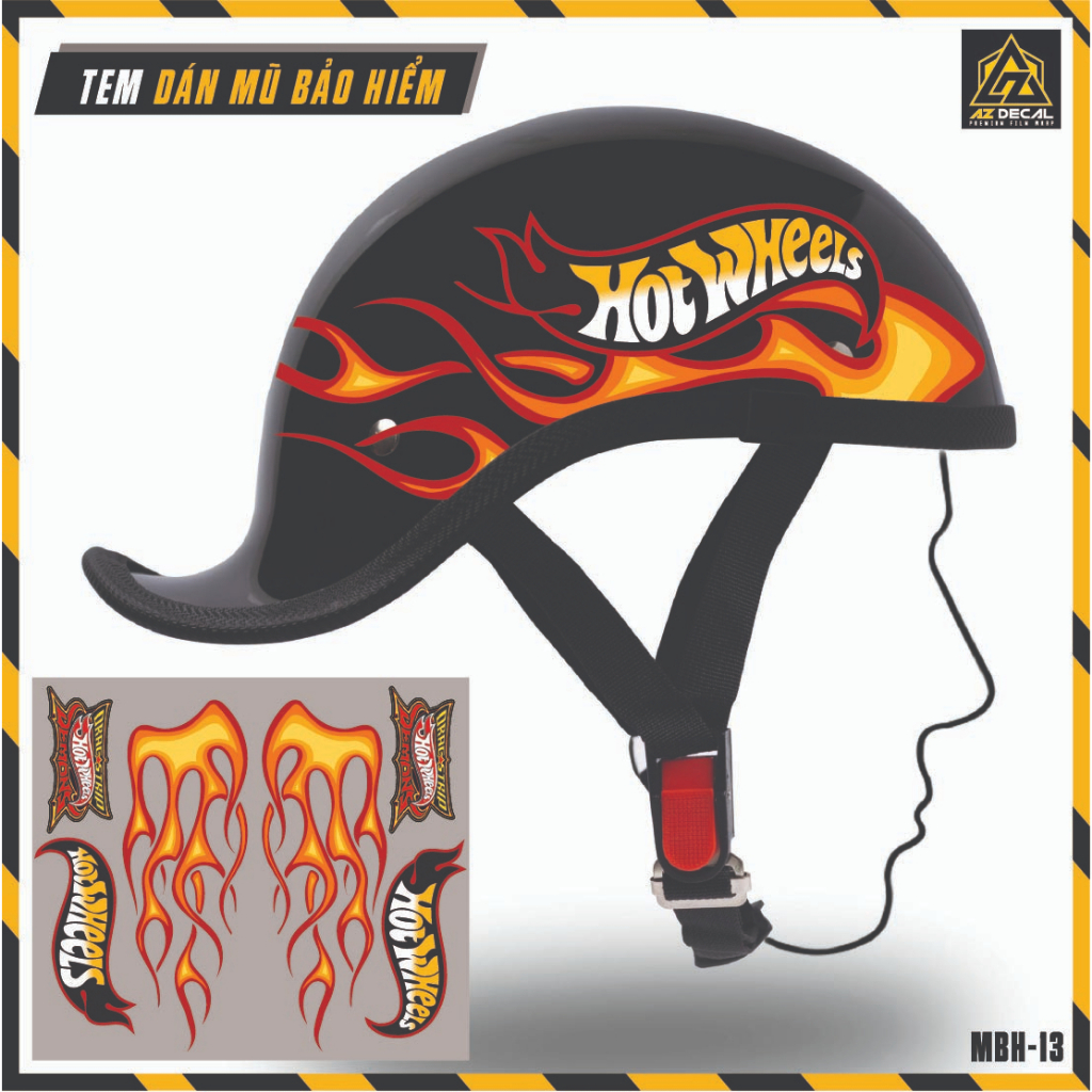 Tem Decal Trang Trí Mũ Bảo Hiểm Ngọn Lửa | MBH-13 | Sticker Hình Dán ...