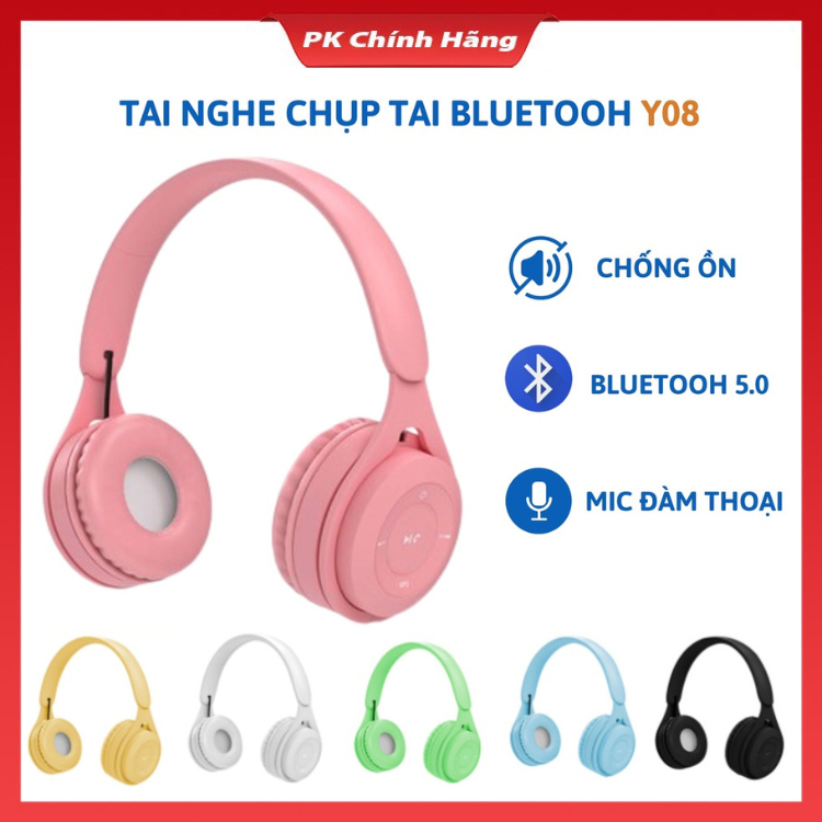 Tai Nghe Chụp Tai Bluetooth Y08, Có Thẻ Nhớ, Âm Bass Cực Chất, Nghe ...