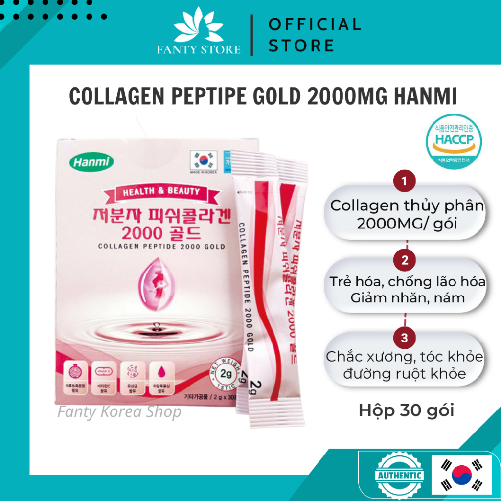 [Chuẩn Hàn] Collagen Peptide Gold 2000MG Hanmi Hàn Quốc (2g*30 gói) | Shopee Việt Nam