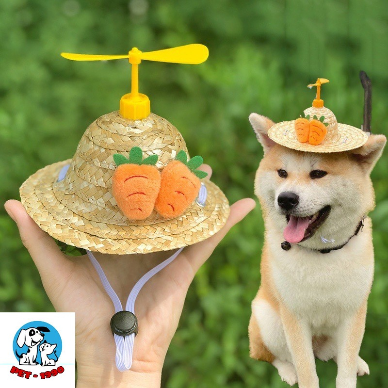 Mũ Cói - Nón Rộng Vành Gắn Chong Chóng Đi Biển Siêu Đáng Yêu Cho Chó ...