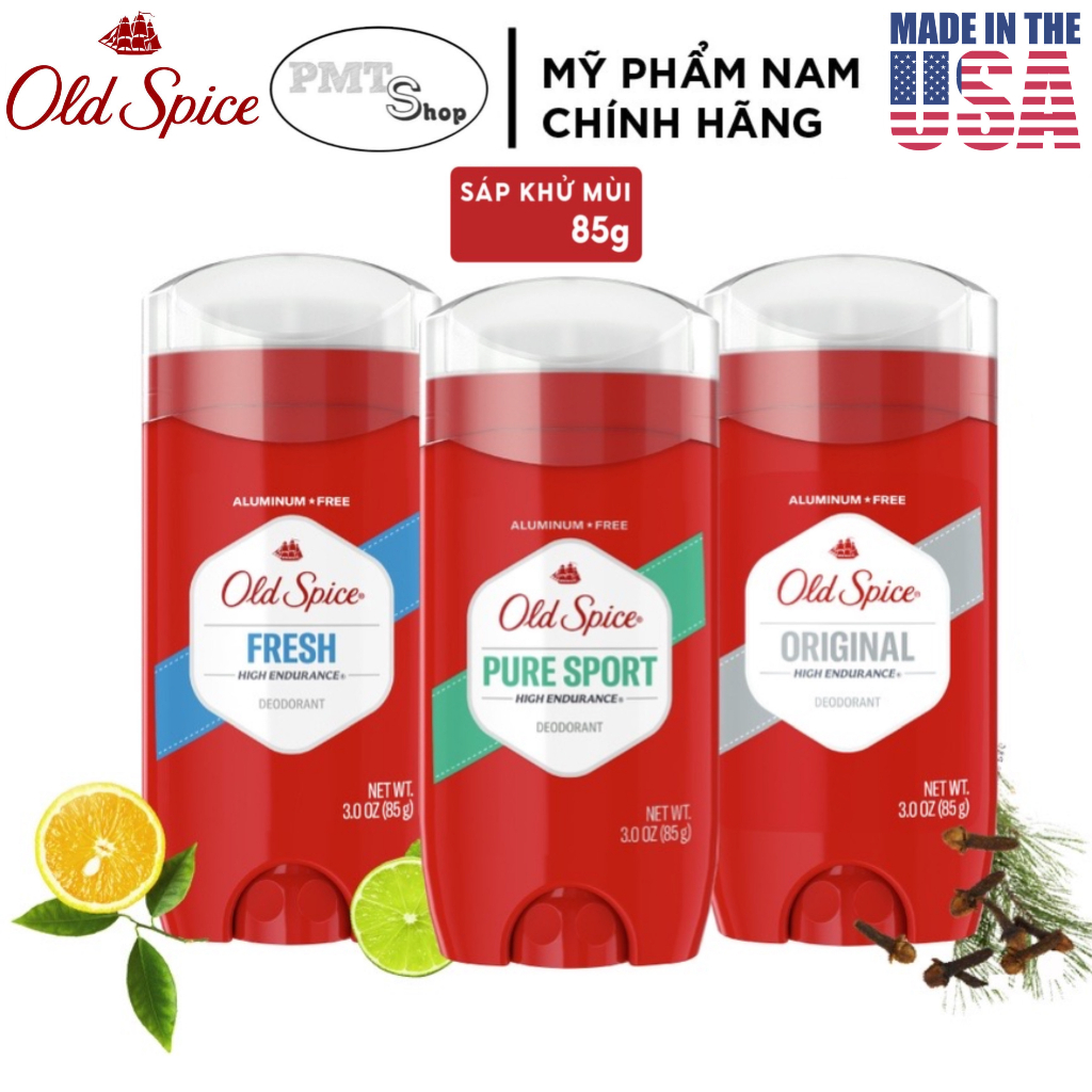 (NK Mỹ) Lăn khử mùi Old Spice 85g Sáp xanh Pure Sport Fresh Original ...