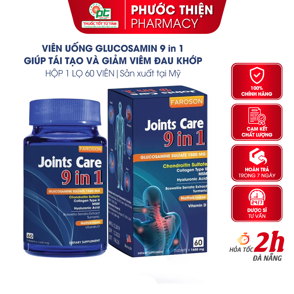 Viên uống bổ khớp Faroson Joints Care 9in1 60 Viên - Giúp tái tạo sụn và giảm viêm đau khớp ...