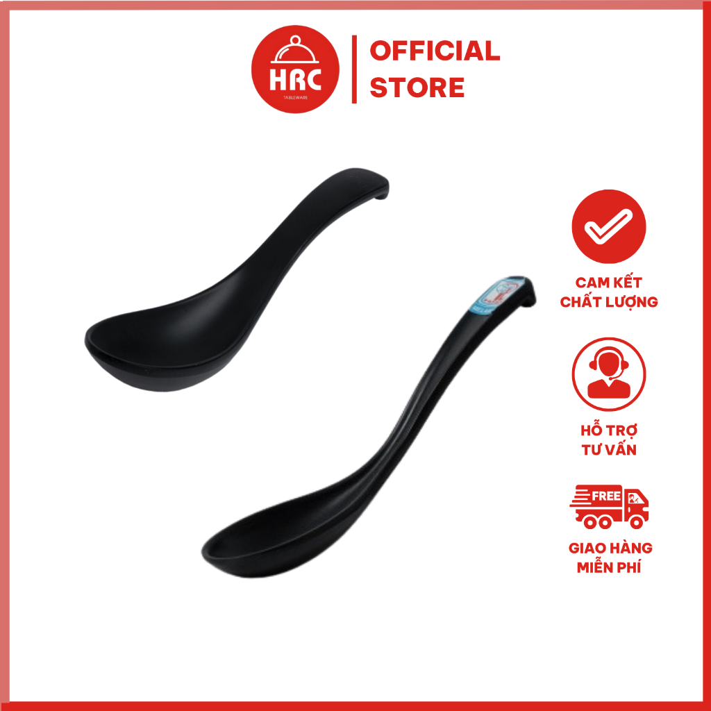 Thìa muỗng ăn cơm nhựa Phíp melamine màu đen nhám xinh xắn bền đẹp ...