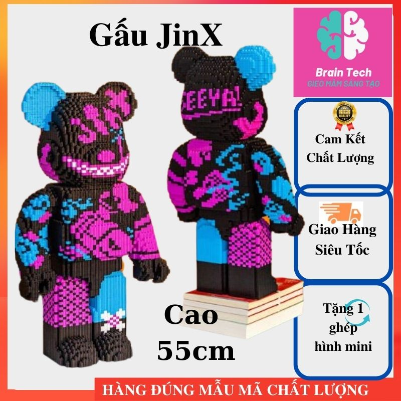 Mô Hình Lắp Ráp Lego Gấu Bearbrick Jinx Cỡ Lớn 55cm Được Tặng 1 Em Lego ...