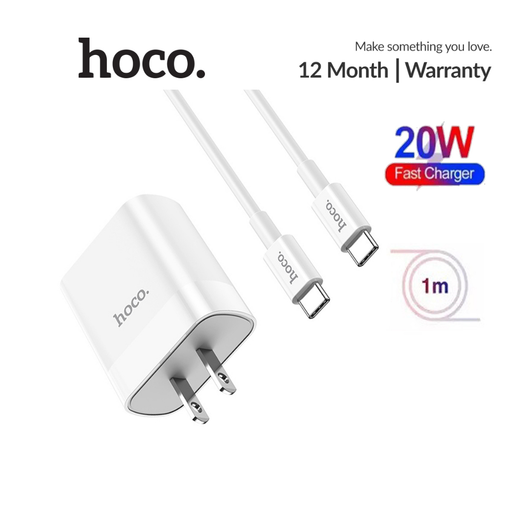 Bộ sạc nhanh PD20W Hoco C80/C80A 1 cổng Type-C/ USB kèm dây sạc Type-C to Type-C dài 1M | Shopee ...